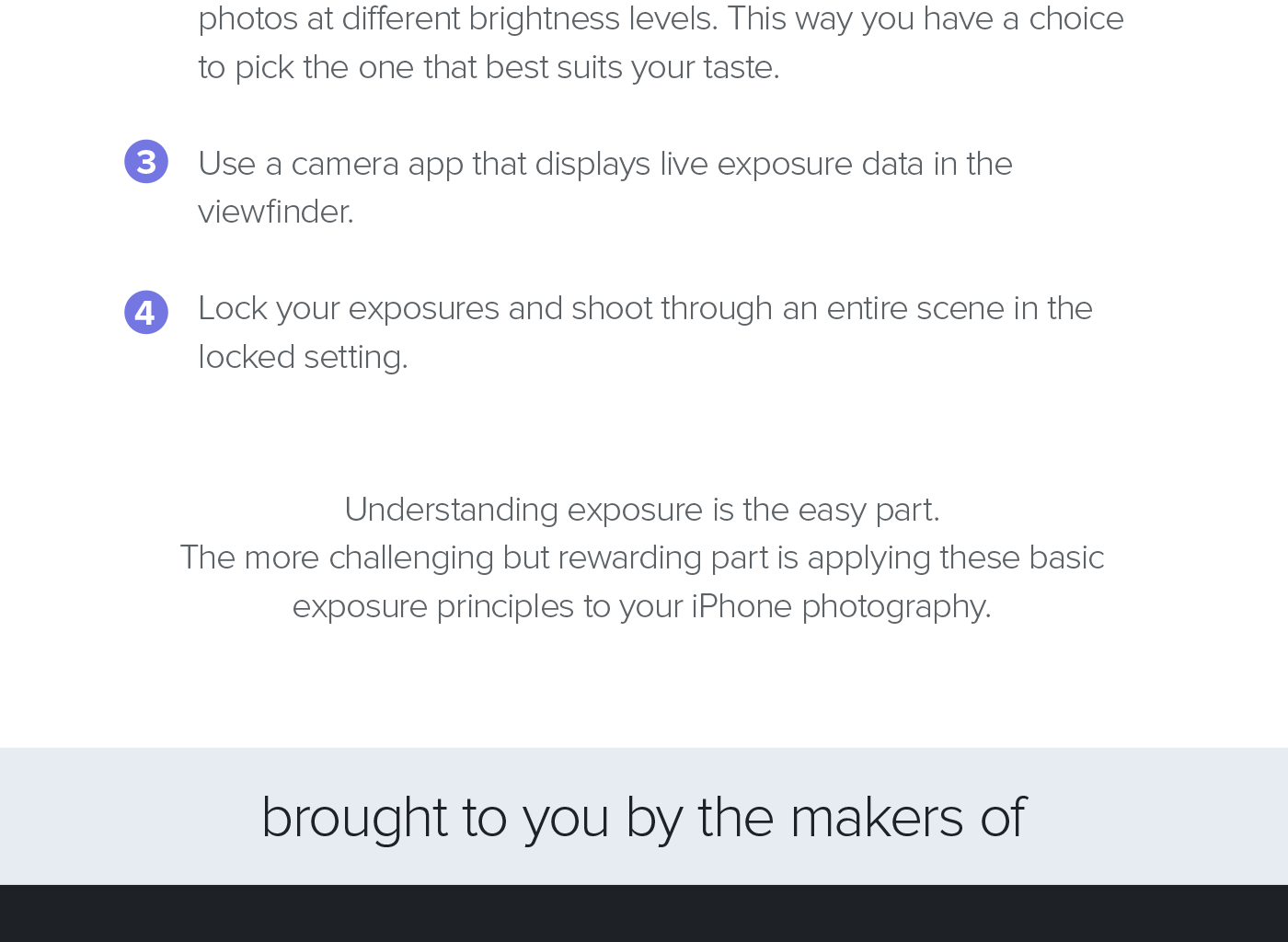 An iPhone Exposure Tips Infographic ~ snap snap snap